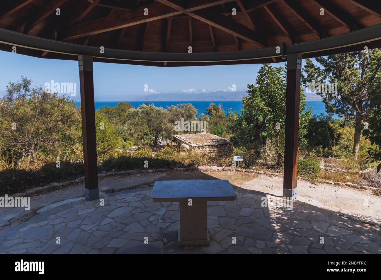 Gazebo in Botanical Garden Baths of Aphrodite in Akamas National Forest ...