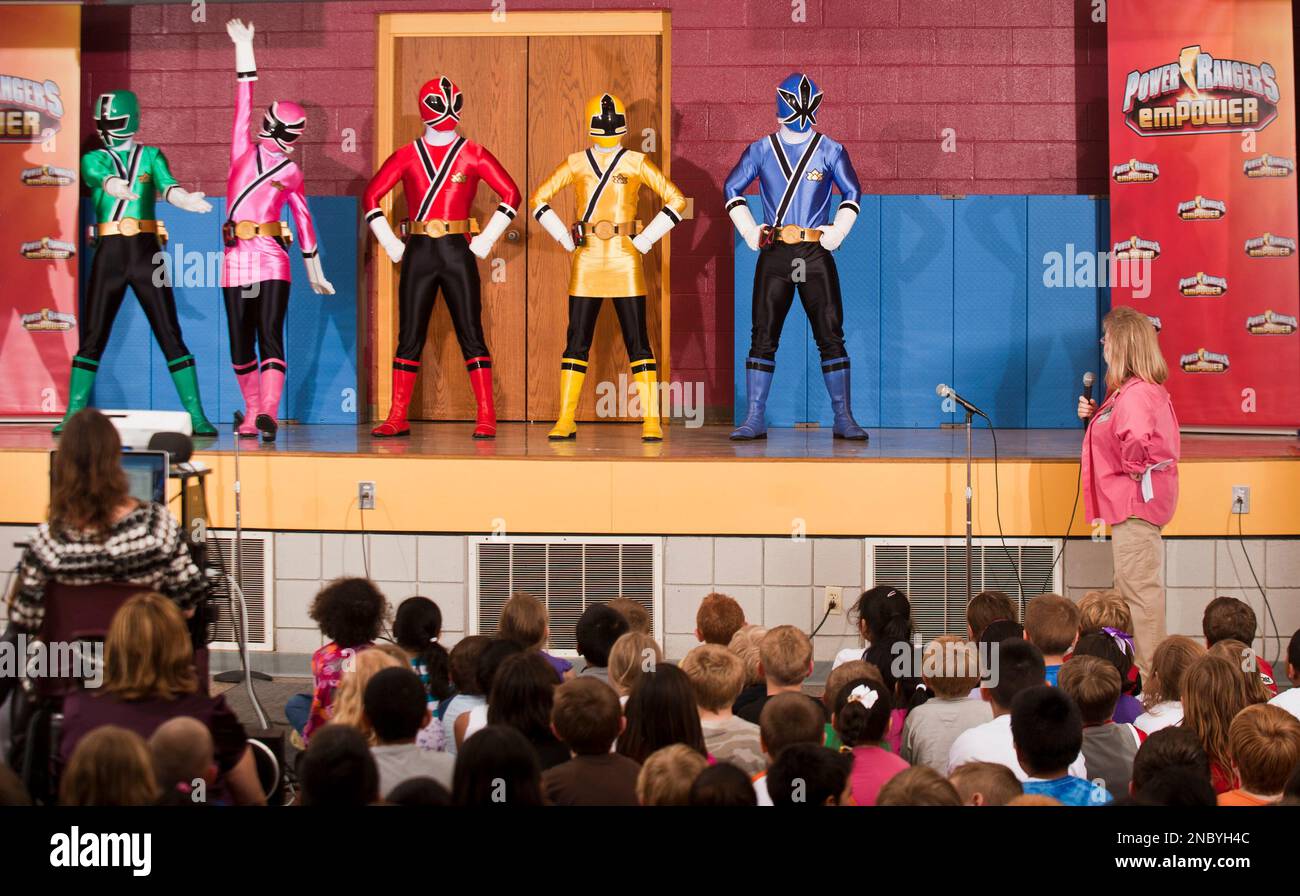 The Power Rangers are introduced to students at Reagan Elementary ...