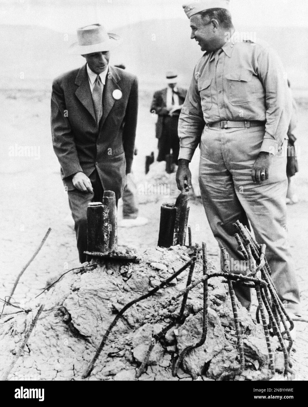 General Leslie R. Groves, right, and Dr. J. Robert Oppenheimer, who ...
