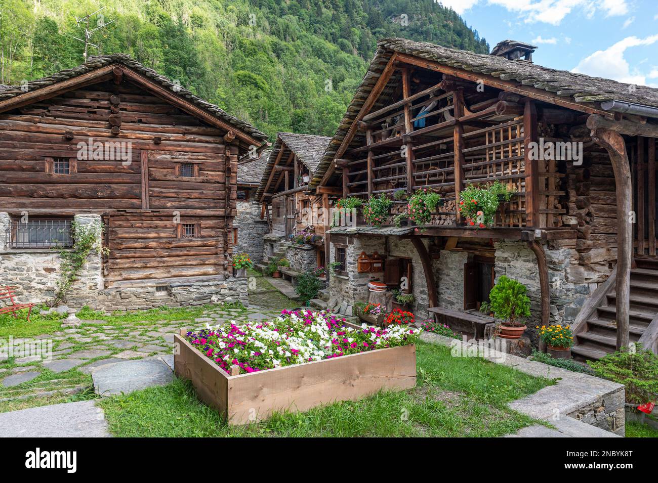 walser houses, alagna valsesia, italy Stock Photo - Alamy