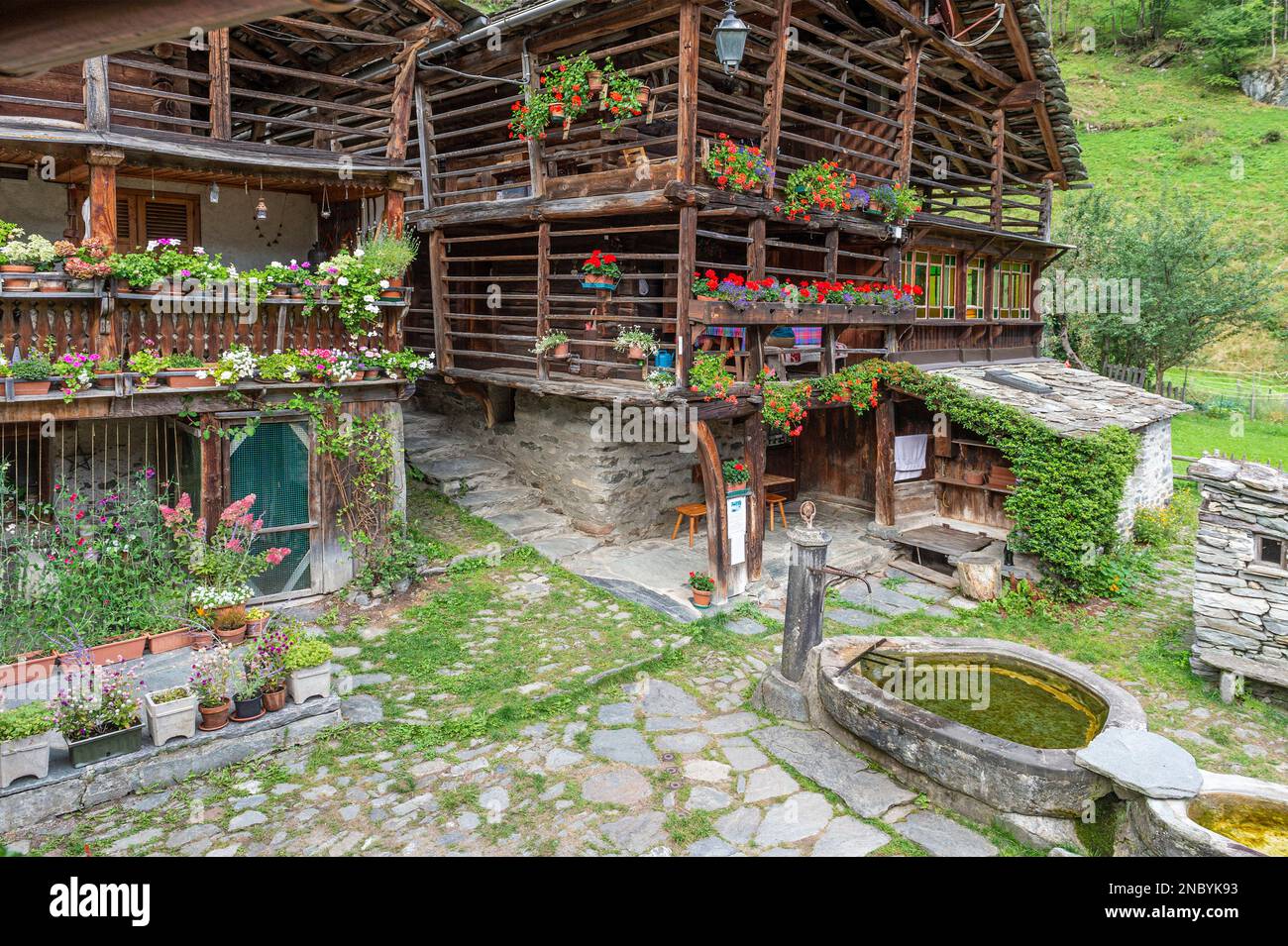 walser houses, alagna valsesia, italy Stock Photo - Alamy