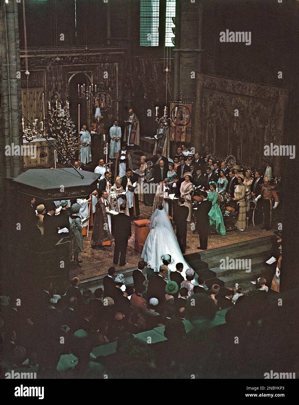 Scene in Westminster Abbey during wedding ceremony of Princess Margaret ...