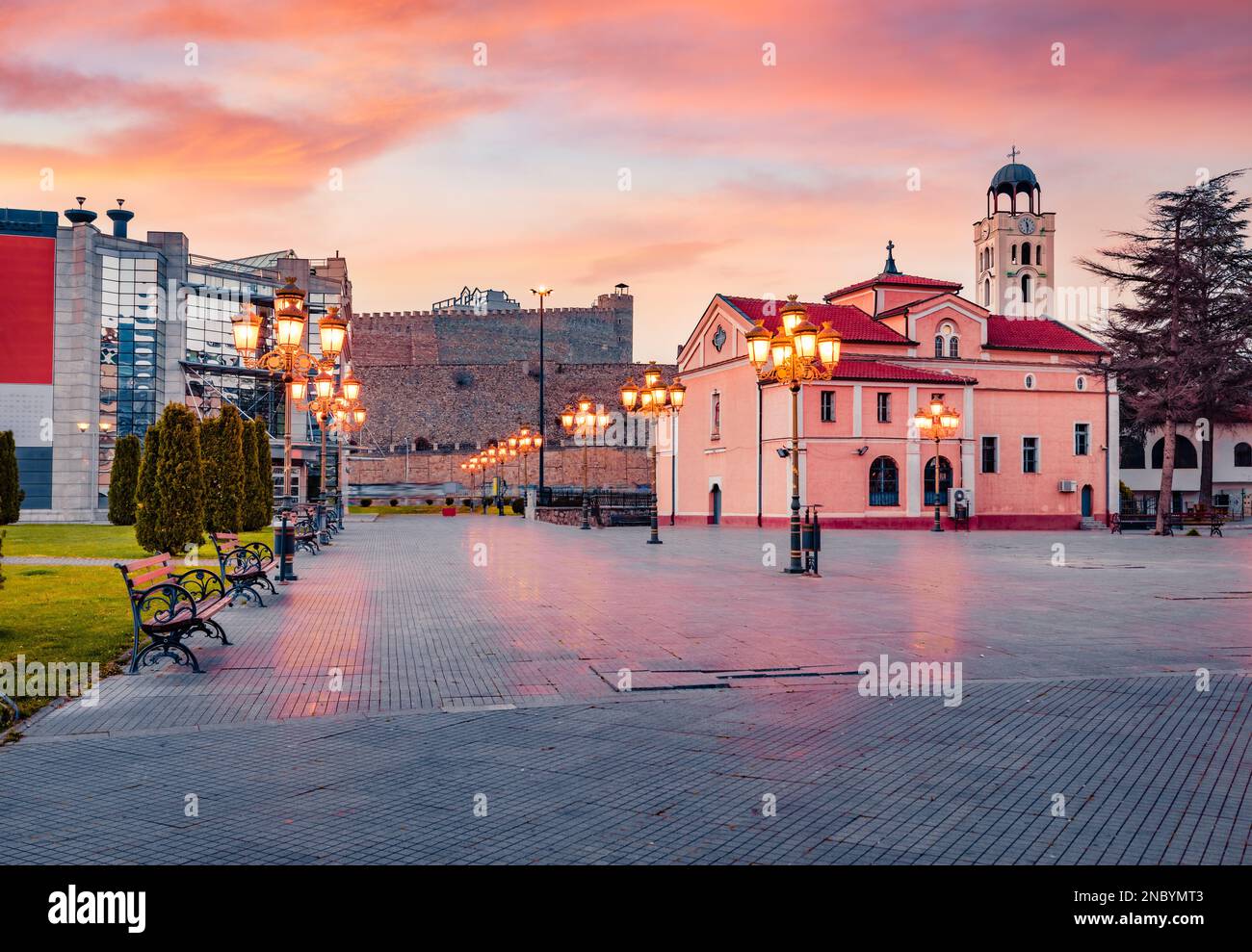 Сharm of the ancient cities of Europe. Stunning cityscape of Skopje ...