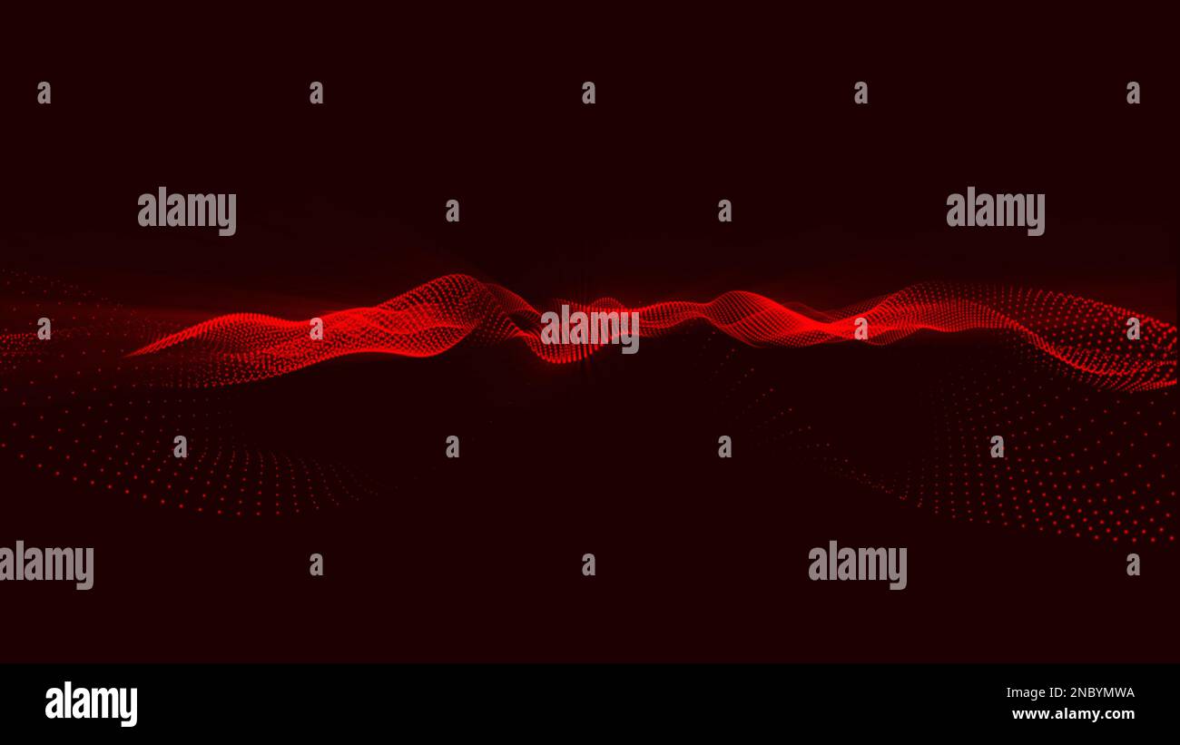 3d rendering, Red abstract background with flowing particles. Beautiful wave shaped array of ...