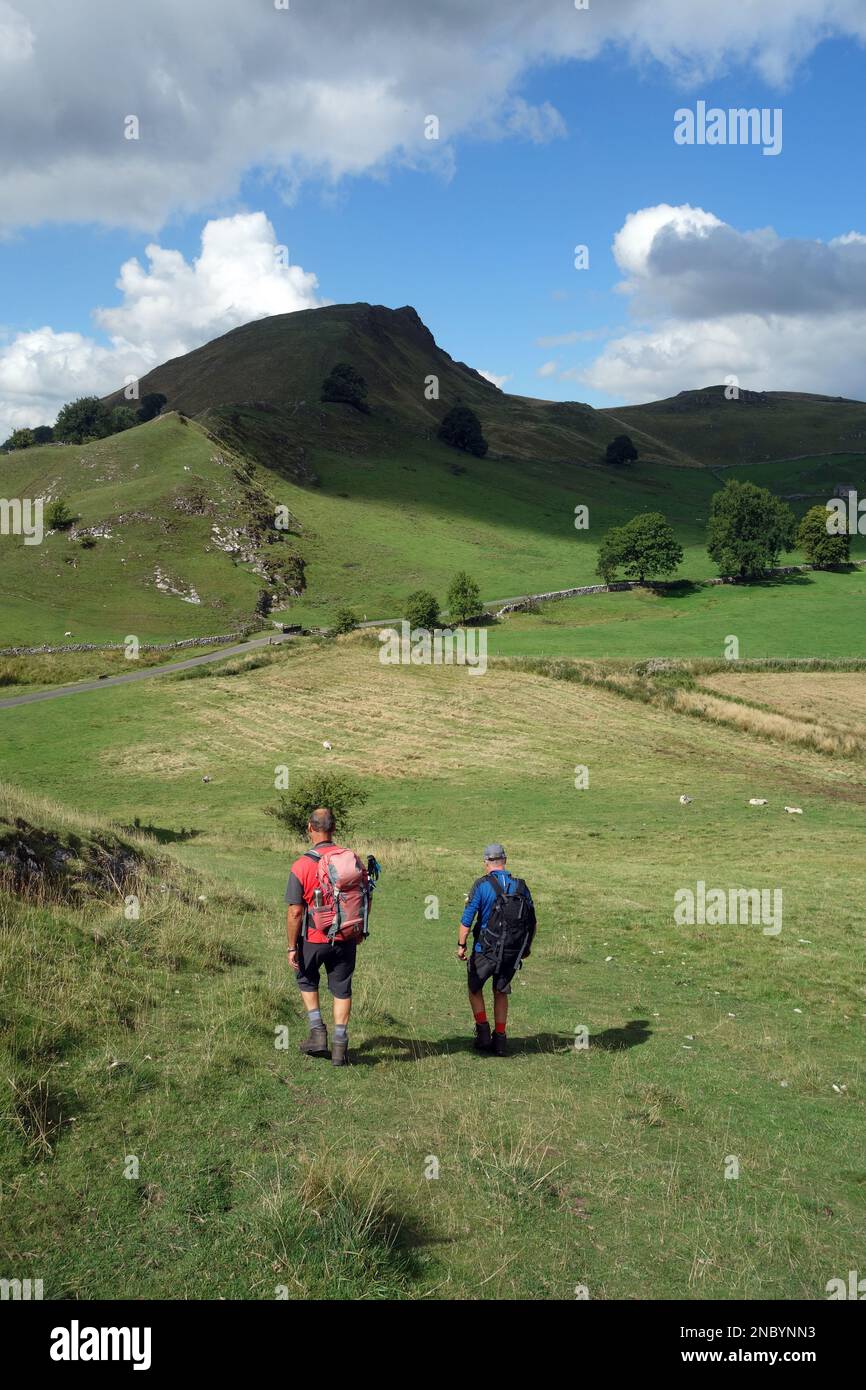 Two Men (Hikers) Walking to Chrome Hill from Parkhouse Hill in the Dove ...