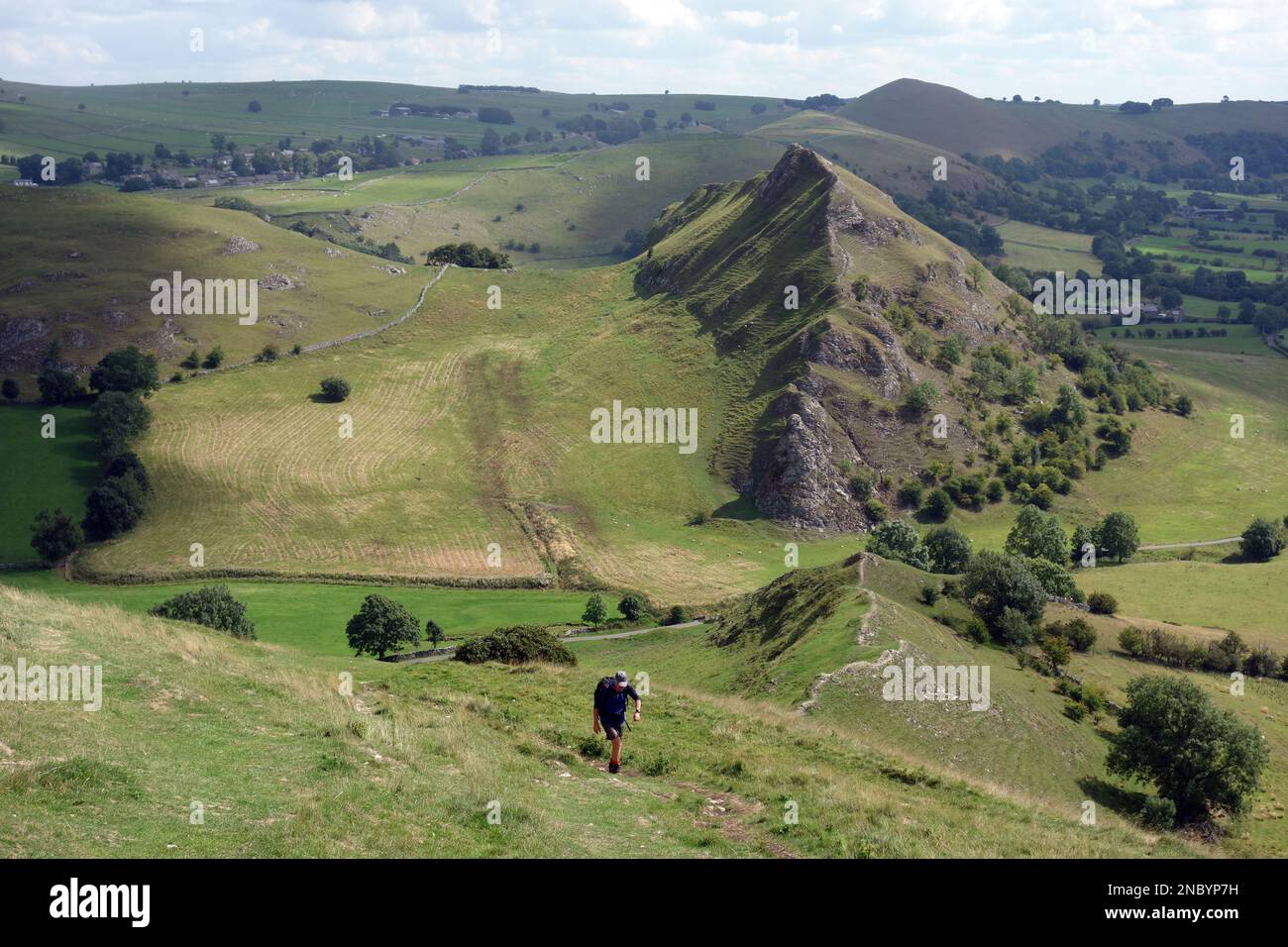 Man Walking on the Ridge Path of Chrome Hill with Parkhouse Hill in the ...