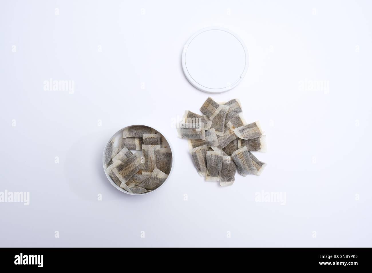 Helsinki / Finland - FEBRUARY 14, 2023. Closeup of a white Swedish snus ...