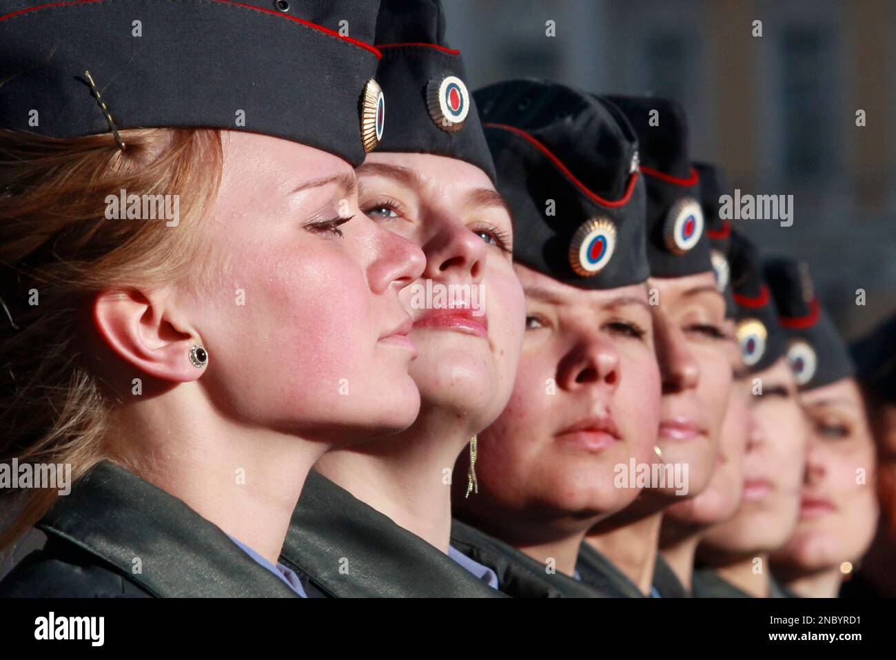 Russian Police academy female cadets march during a rehearsal for the ...