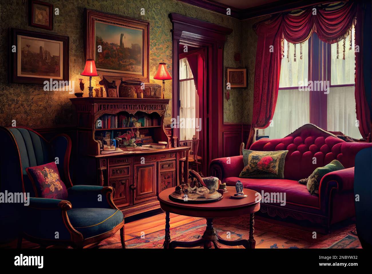 Victorian style living room hi-res stock photography and images - Alamy
