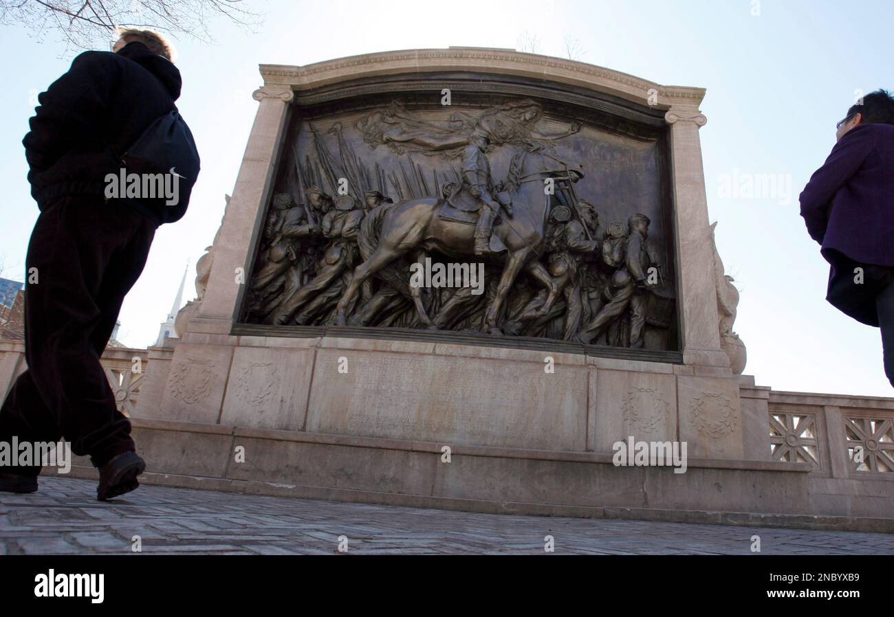 In this March 26, 2011 photo, people walk past the memorial to Union ...