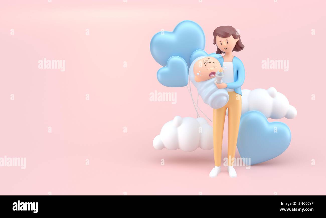 Cartoon illustration mom crying baby hi-res stock photography and ...