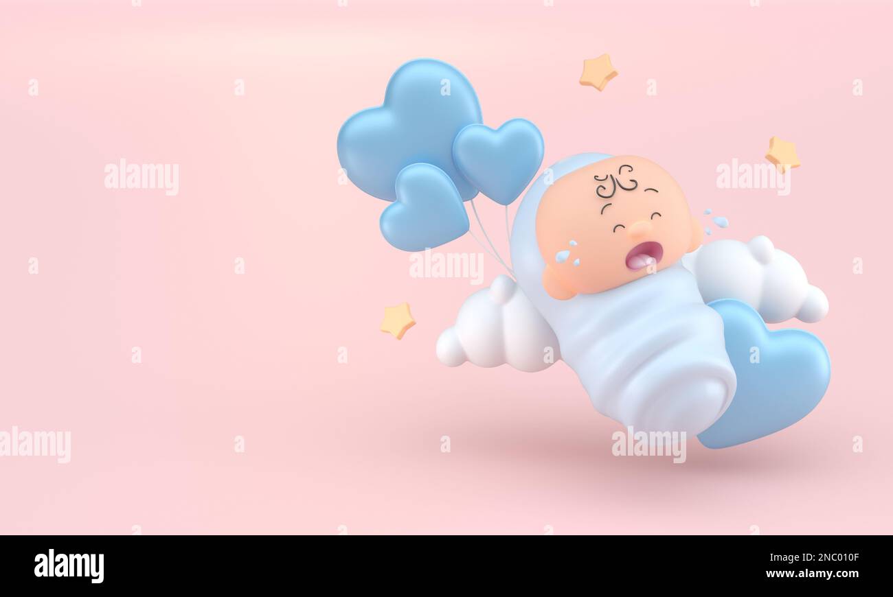 Isolated Crying Baby. 3D Illustration Stock Photo - Alamy
