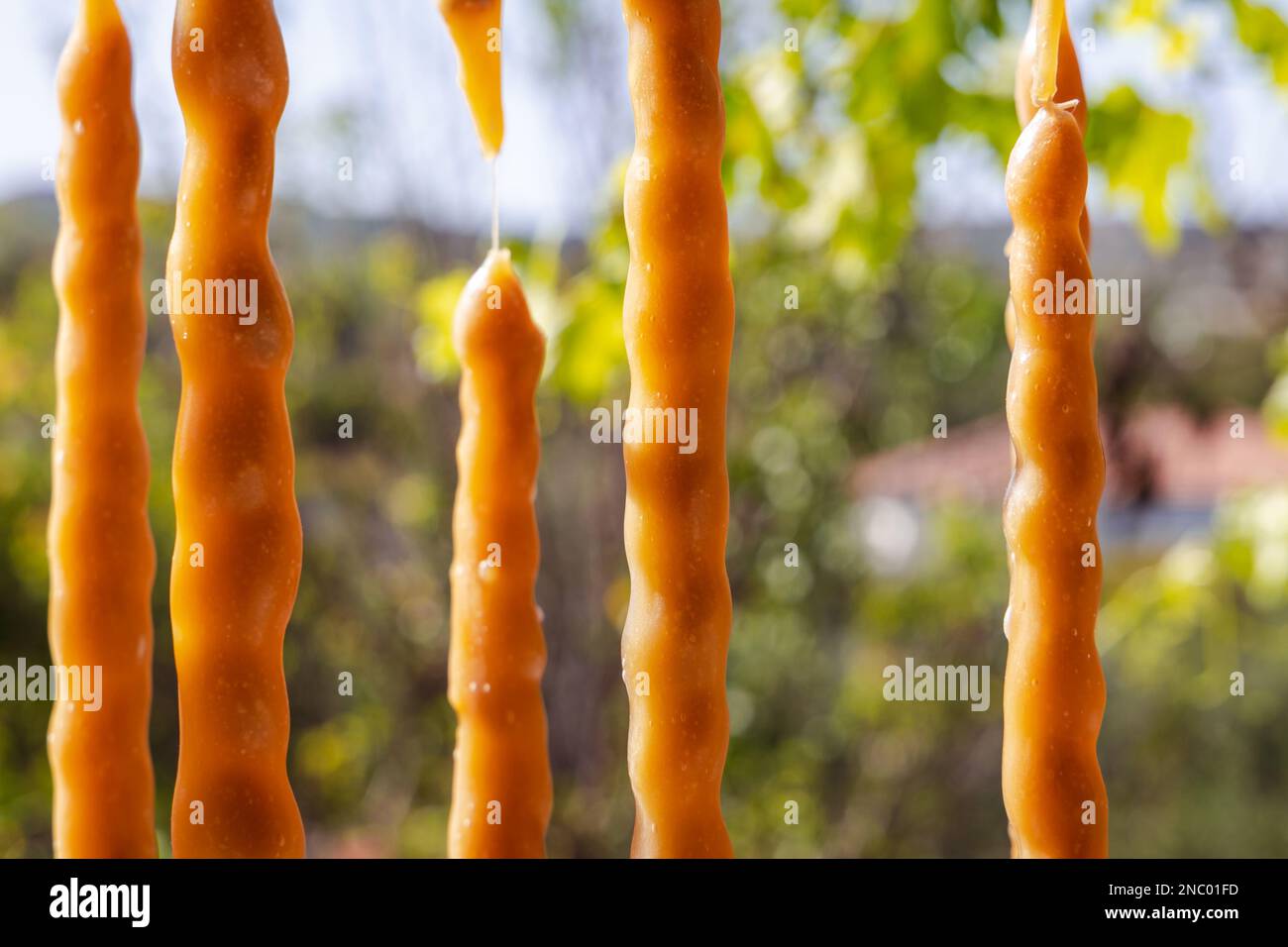 Traditional Cypriot Soutzoukos or shoushoukos, similar to churchkhela ...