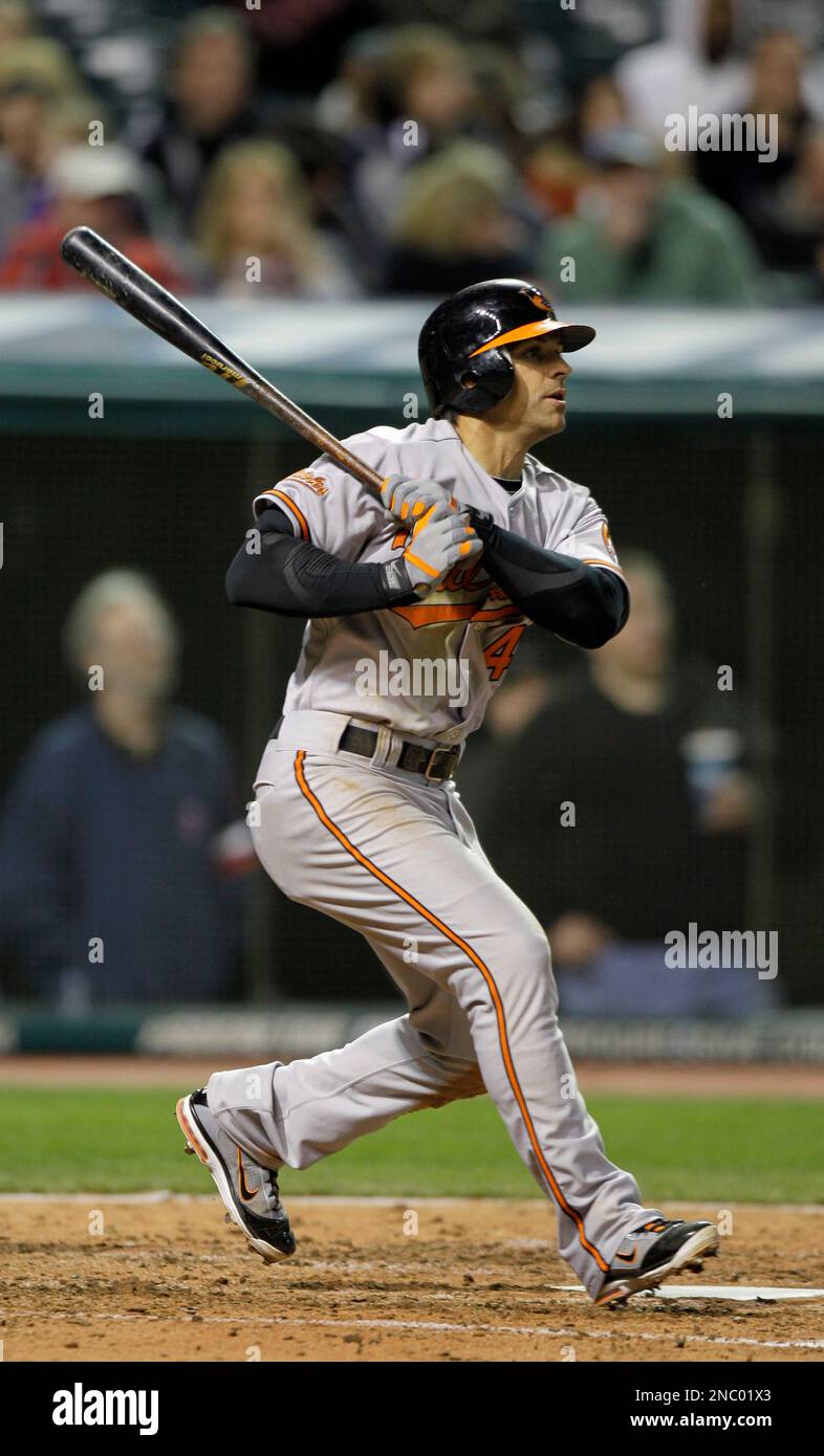 Baltimore Orioles' Brian Roberts bats against the Cleveland Indians in ...