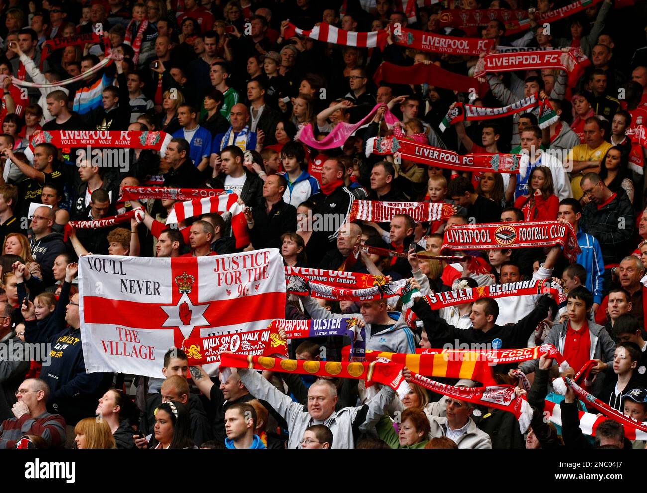 A general view of Anfield during a memorial service to mark the 22nd ...