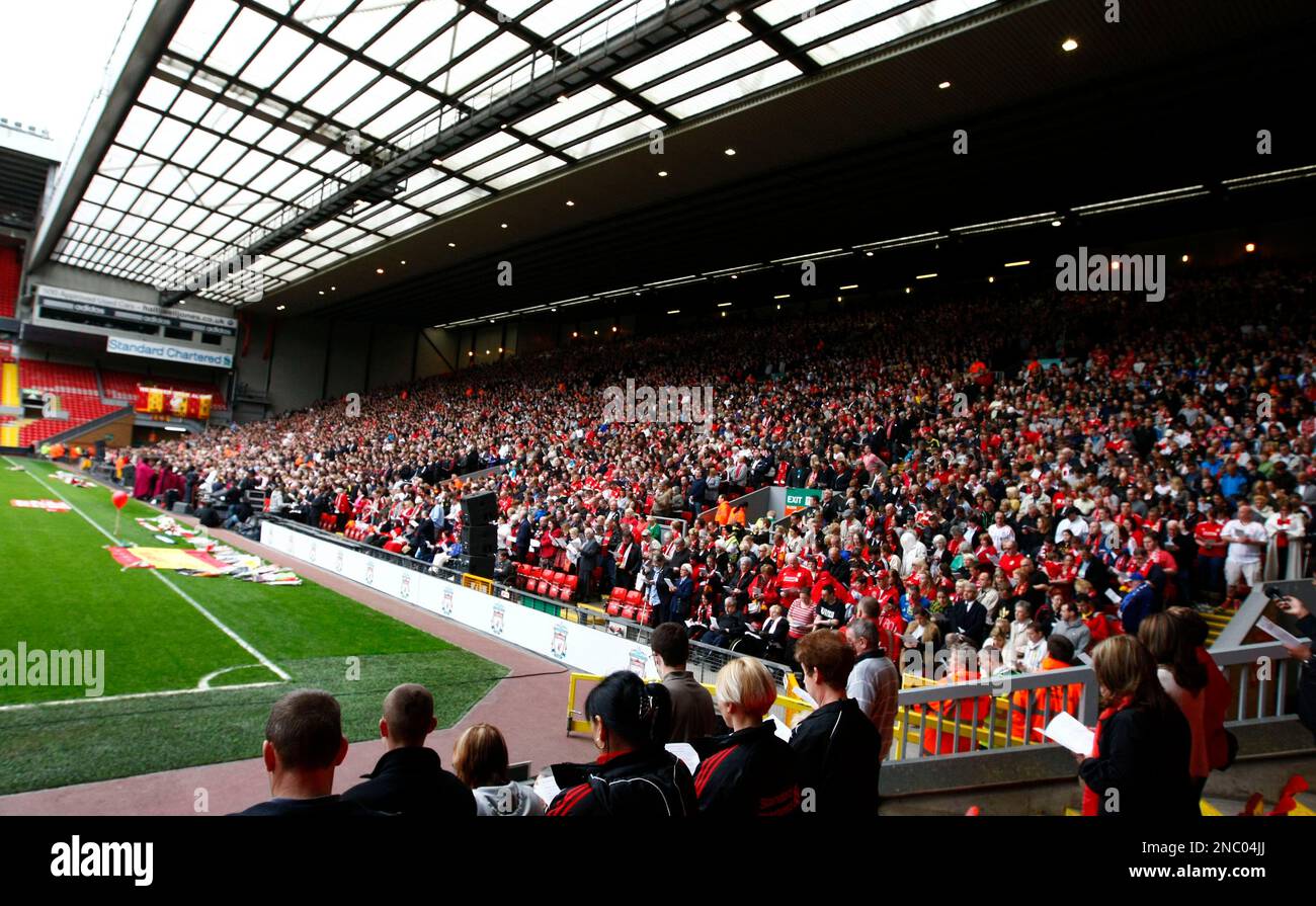 A general view of The Kop during a memorial service at Anfield to mark ...