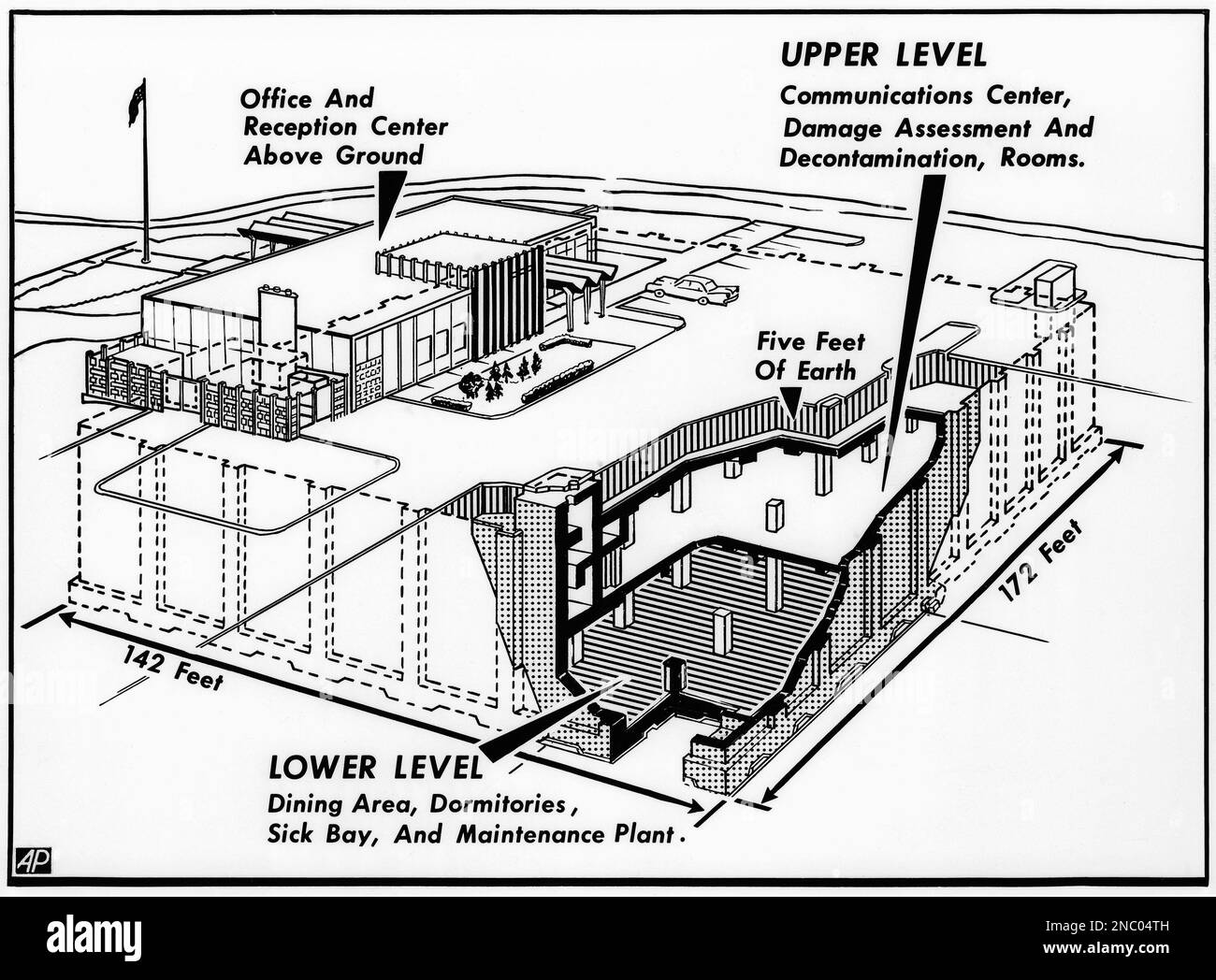 Cutaway illustrates layout of a 20-acre underground fortress being ...