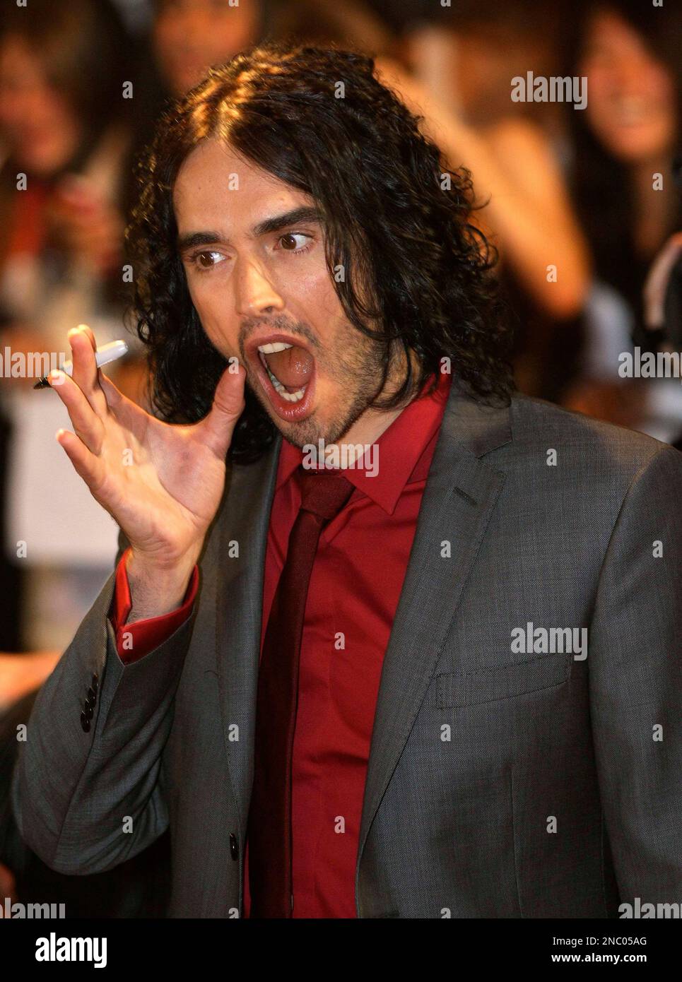 English comedian and actor Russell Brand pulls a funny face at the ...