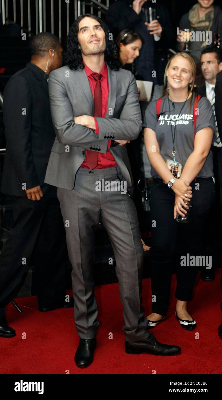 English comedian and actor Russell Brand pauses at the Australian ...