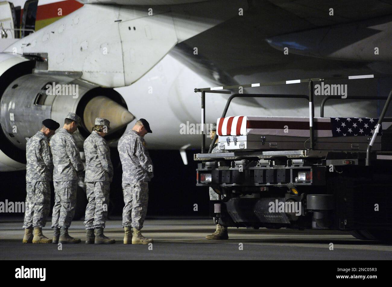 A transfer case containing the remains of Pvt. Brandon T. Pickering ...