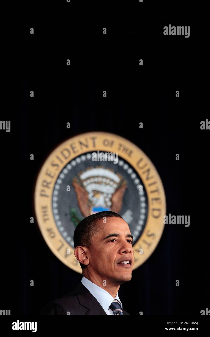 President Barack Obama outlines his fiscal policy during an address at ...