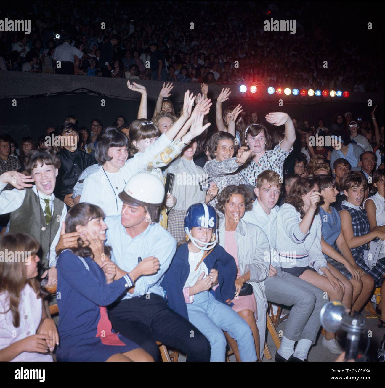 American fans at the Ed Sullivan Theater in New York city react during ...