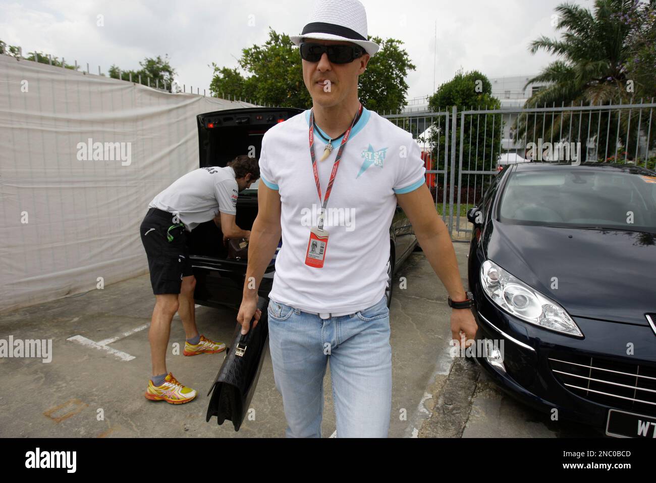 Mercedes GP F1 driver Michael Schumacher from Germany arrives during ...
