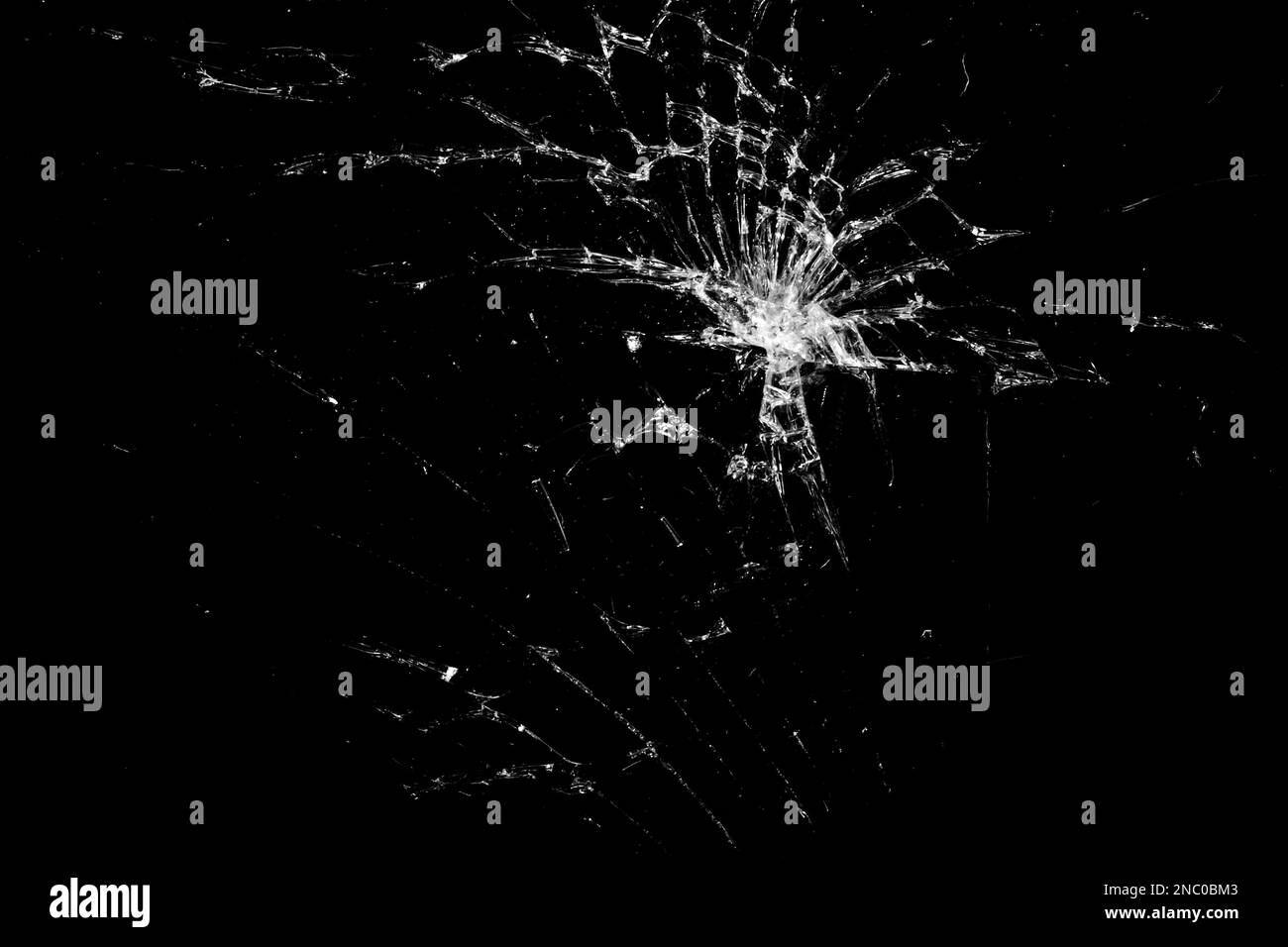 Broken glass - white lines on black background, design element. Broken ...