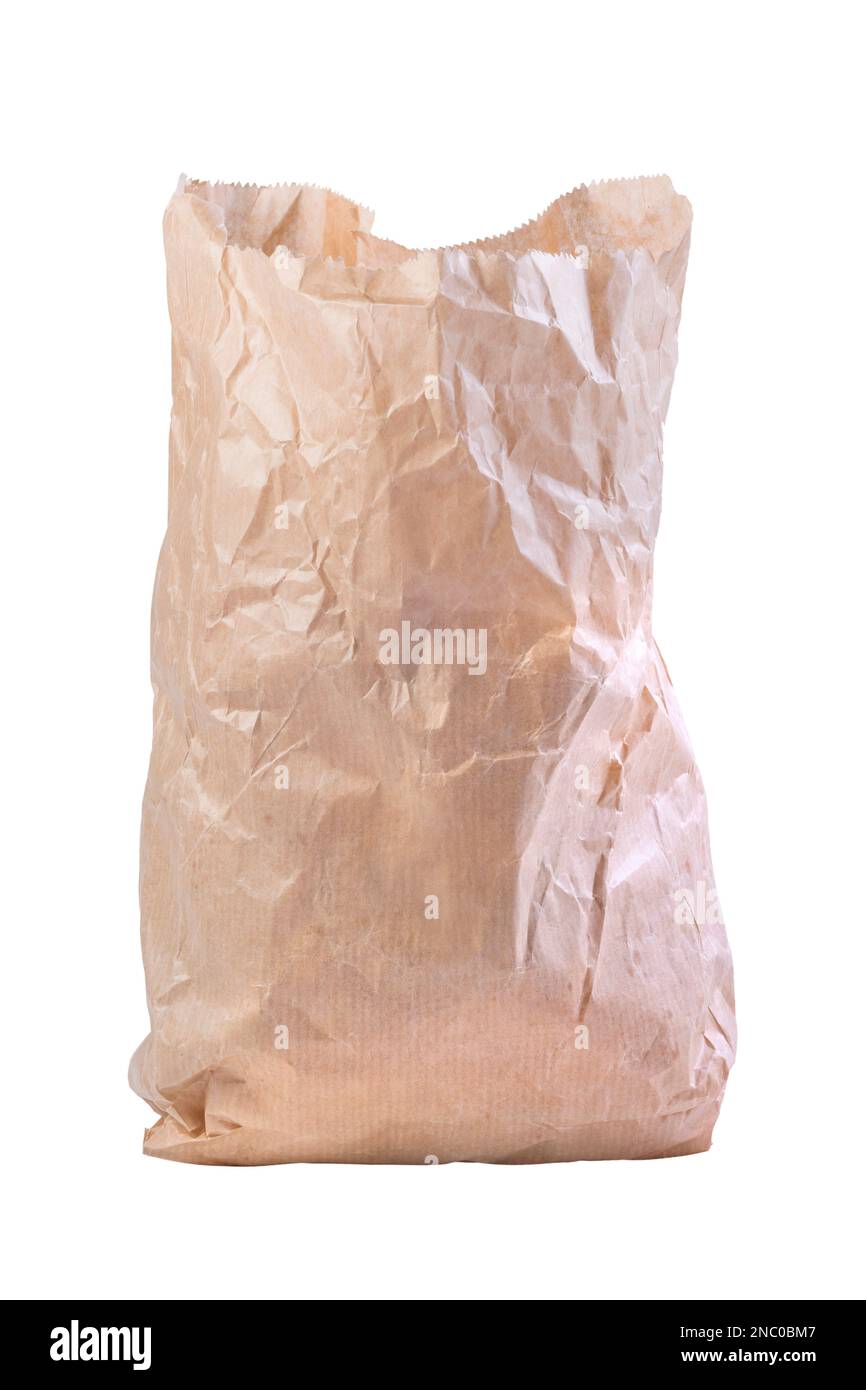Empty paper bag on white isolated background Stock Photo - Alamy