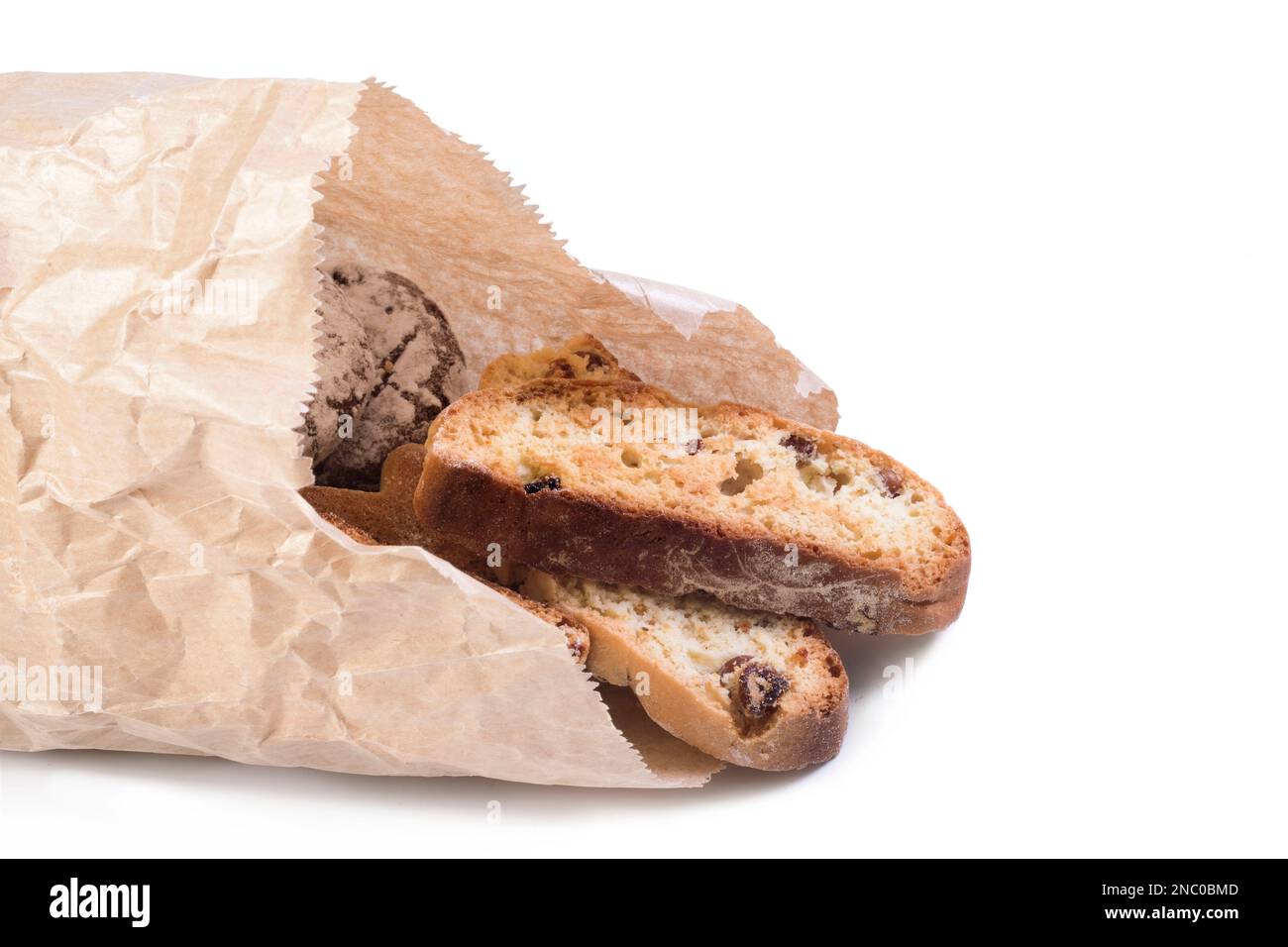 Paper package of home-made pastries on the isolated background Stock ...