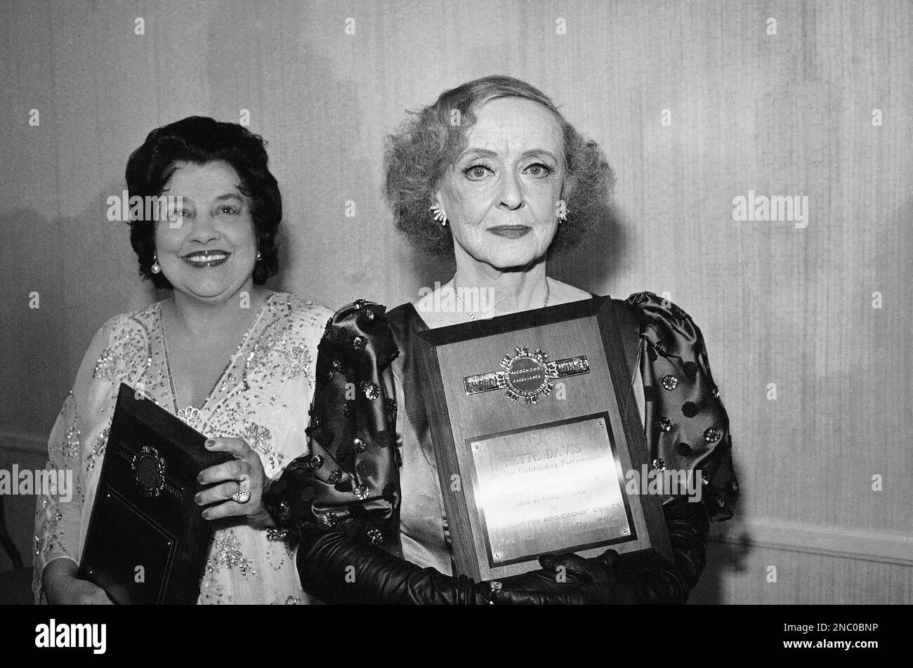 Bette Davis with Film Advisory Board President Elaine Blythe, April 3 ...