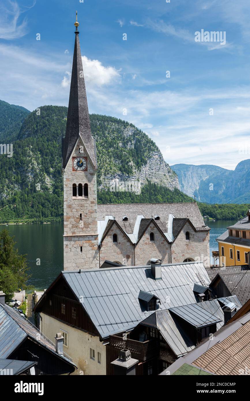 Evangelist Church in Hallstatt, a small town in Austria Stock Photo - Alamy