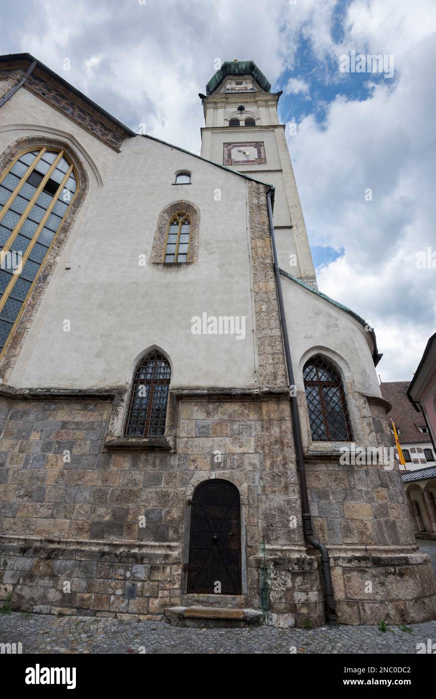 Parish church of St. Nicholas, in the old town of Hall in Tyrol ...