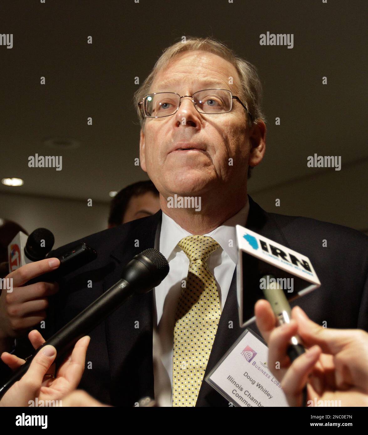 Illinois Chamber of Commerce President Doug Whitley speaks with ...