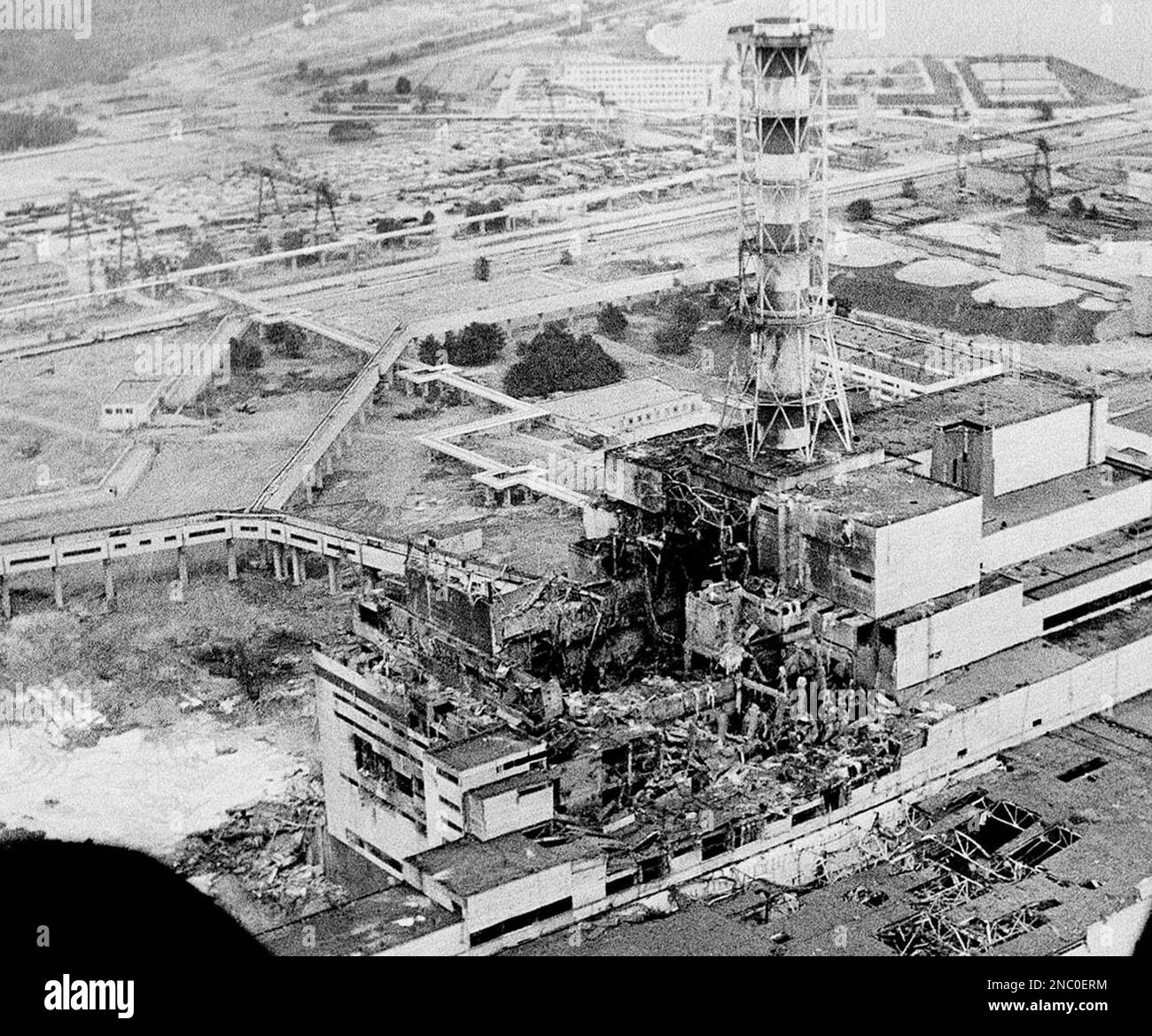 FILE - This April 1986 aerial file photo shows the Chernobyl nuclear ...