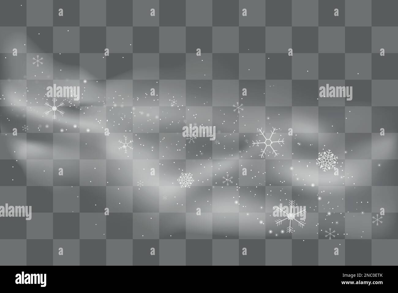 Cold snow wind, ice winter. Snowflakes with sparkle effect, 3d frost ...