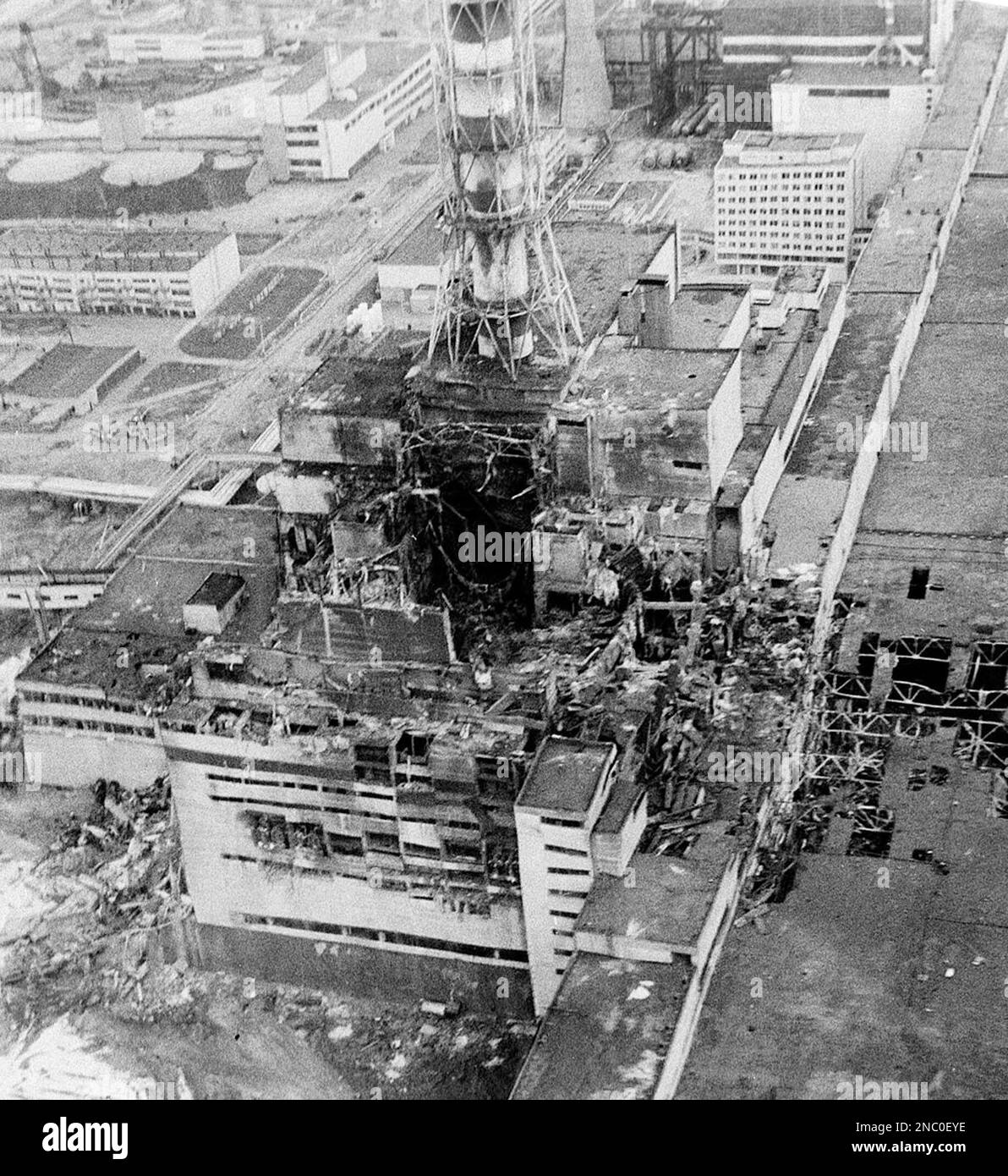 FILE - This April 1986 aerial file photo shows the Chernobyl nucler ...