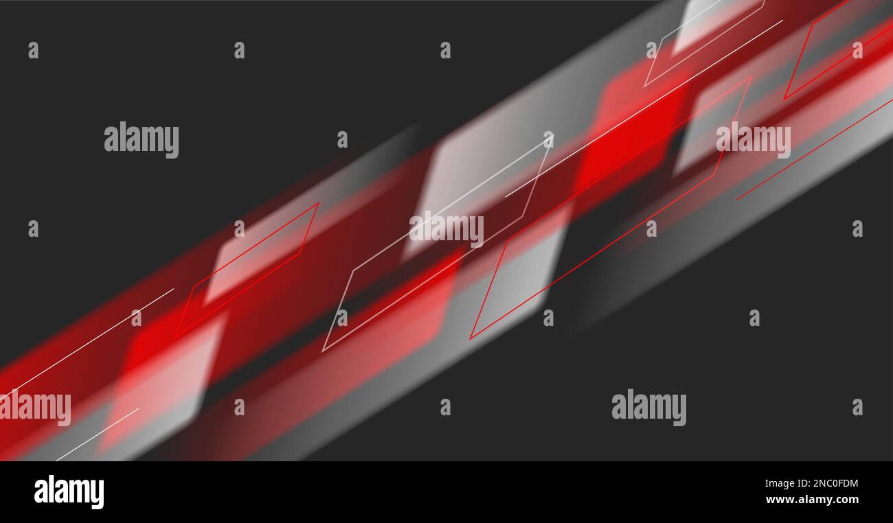 Diagonal abstract blurred stripe of random red and white shapes on ...