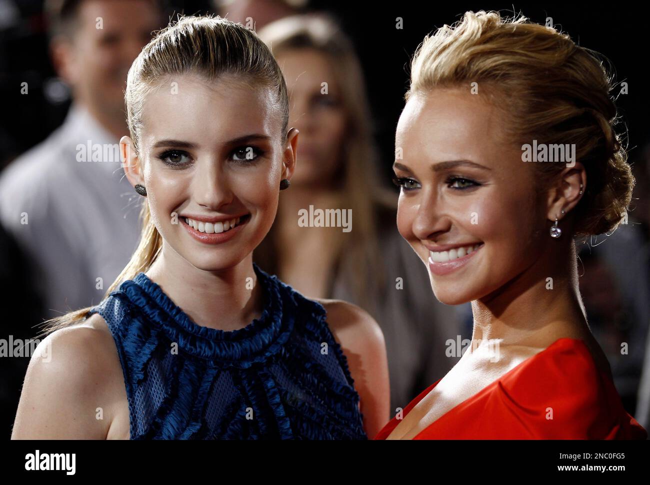 Cast members Emma Roberts, left, and Hayden Panettiere pose together at ...