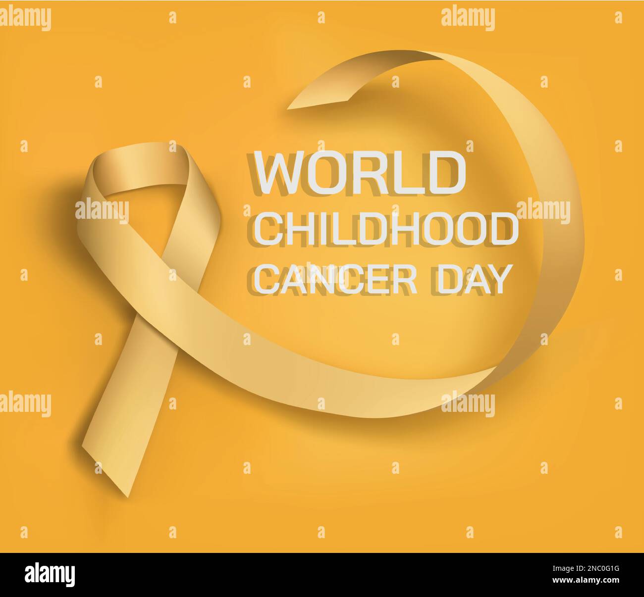 World childhood cancer day, silk yellow ribbon. Family, children and ...
