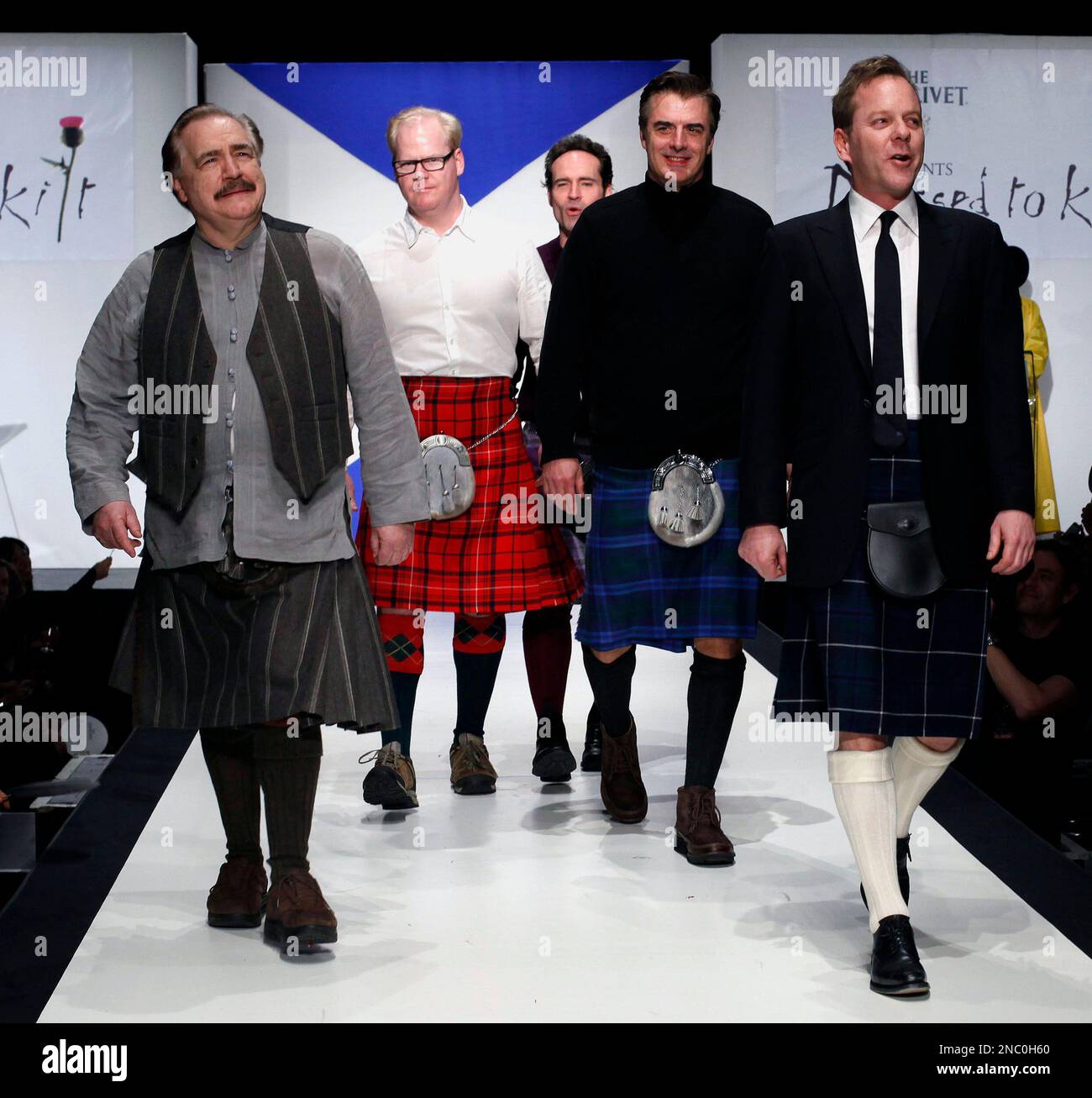 In this April 5, 2011 photo, left to right, Brian Cox, Jim Gaffigan ...