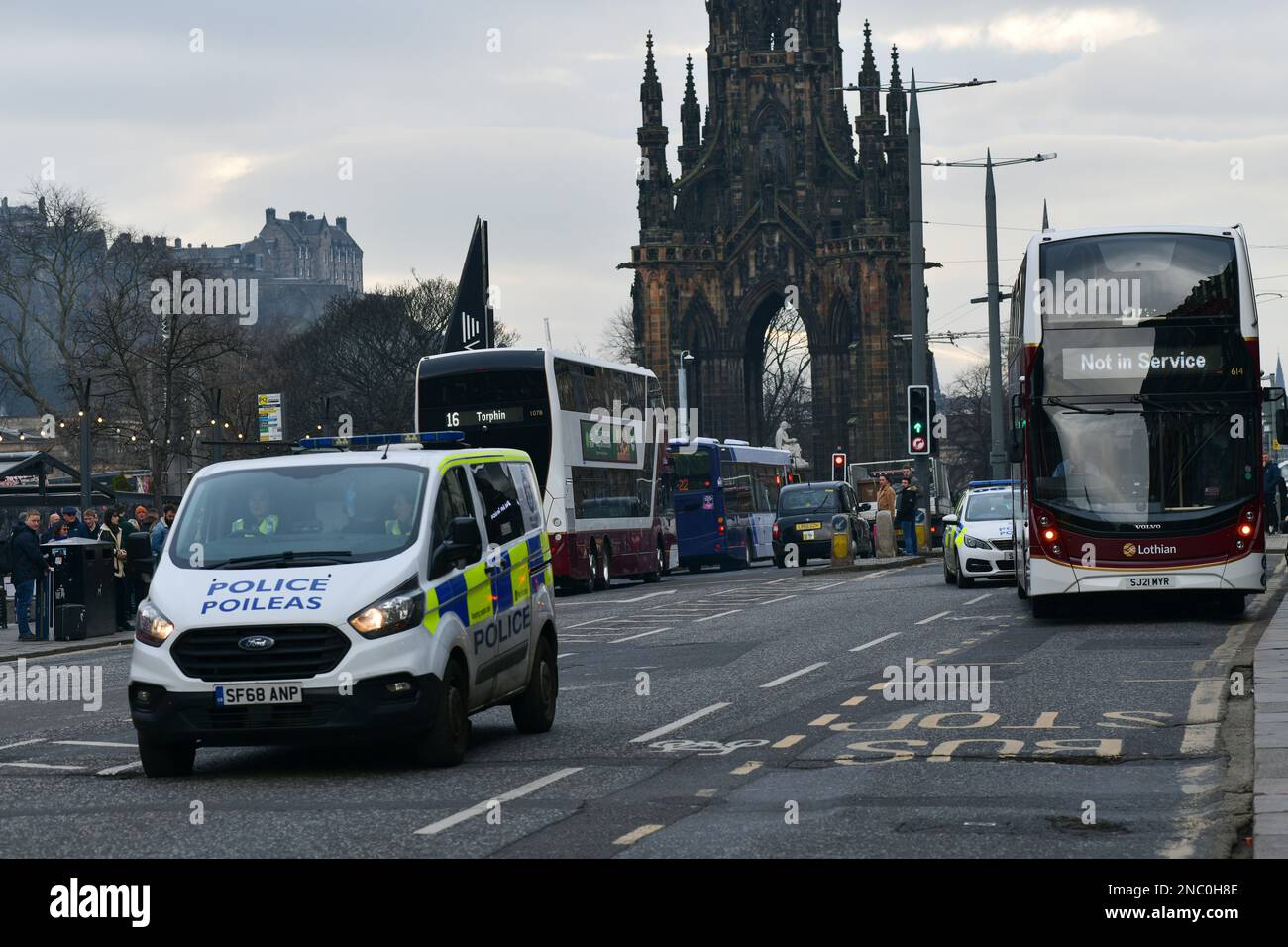 Edinburgh Scotland, UK 14 February 2023. Police incident Princes Street ...