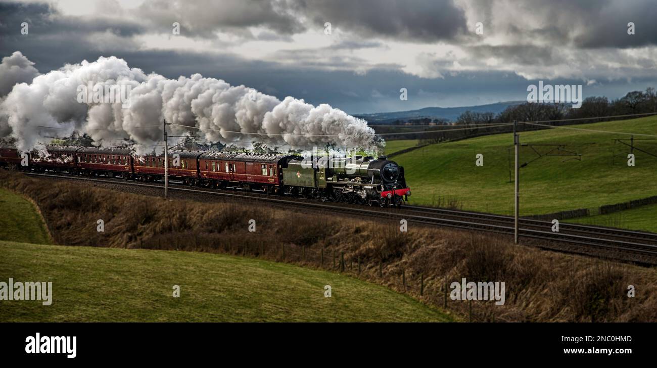Trains passing Through the Lake District Landscape Stock Photo - Alamy