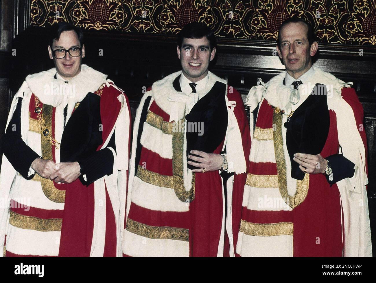 Flanked by the Prince Richard, Duke of Gloucester, left, and the Prince ...