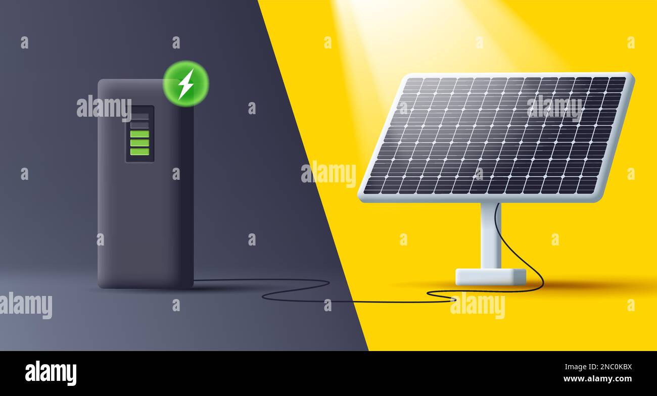 3d solar power station, sun rays panel and energy collector, 3d ...