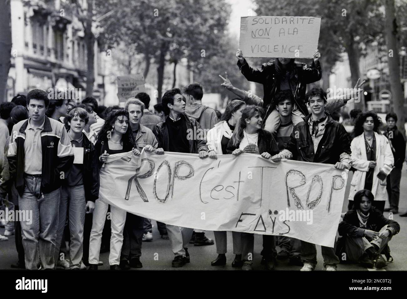 Archives 90ies: Pupils protest against violences at school, Lyon ...