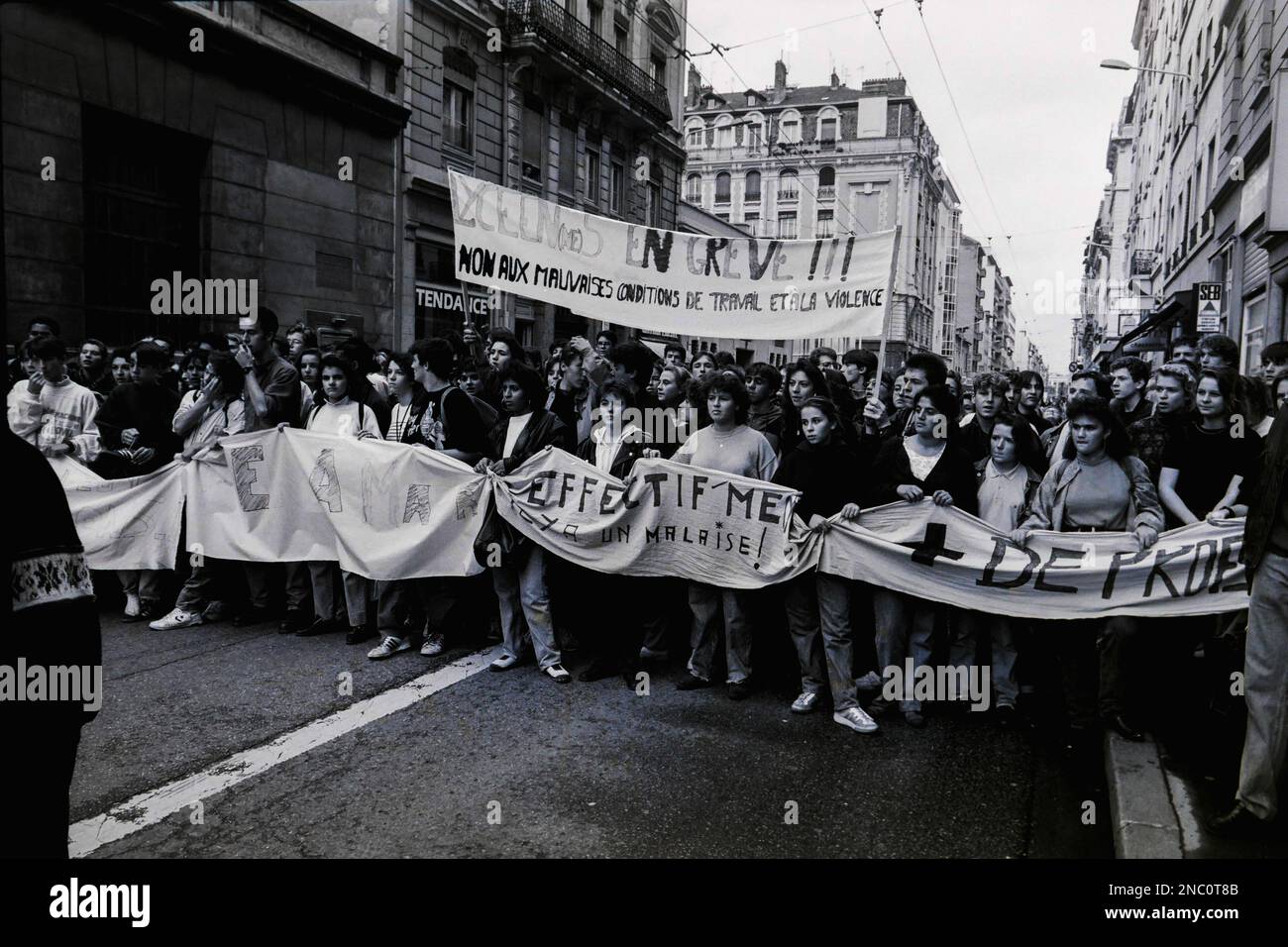 Archives 90ies: Pupils protest against violences at school, Lyon ...