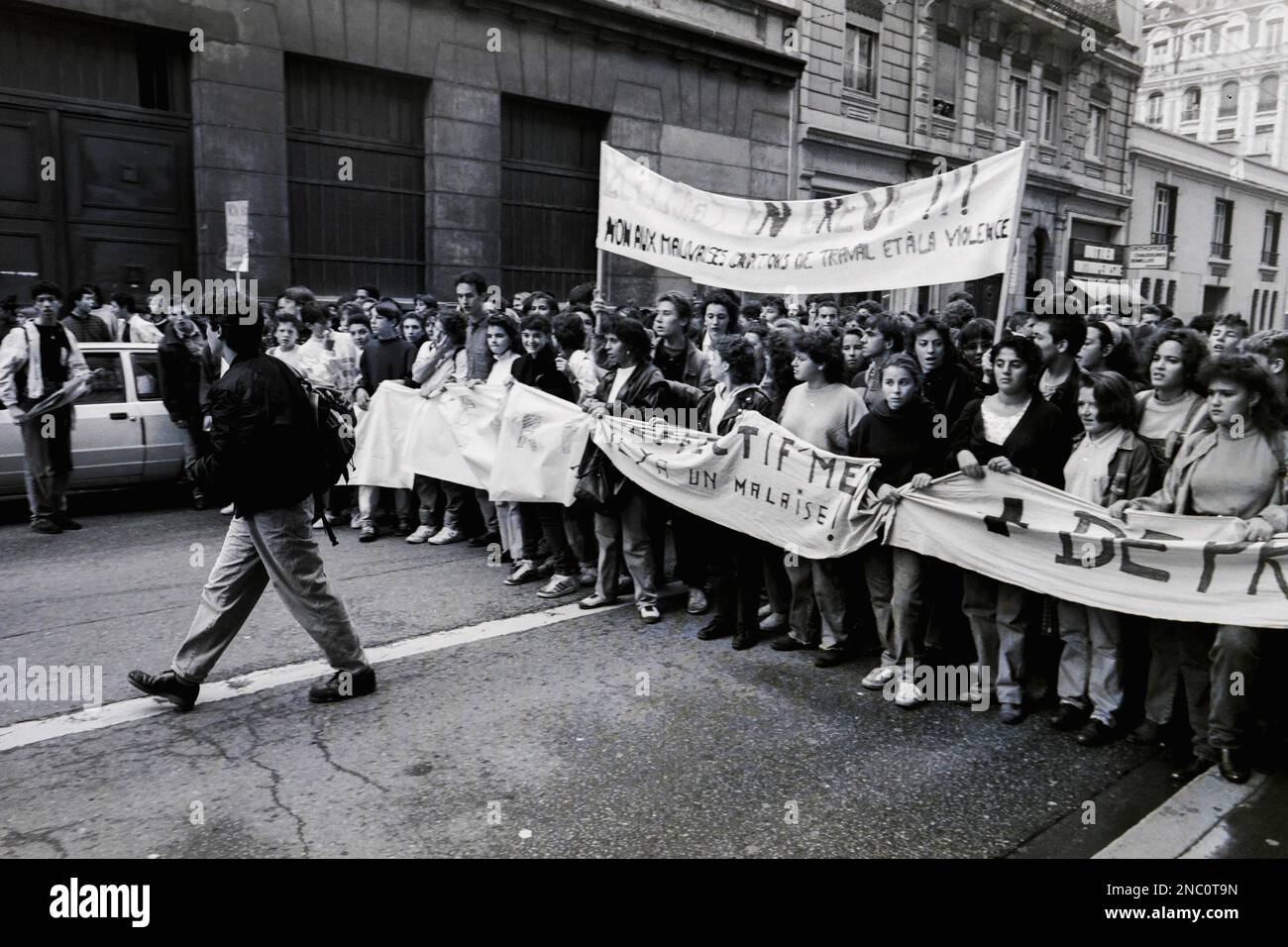 Archives 90ies: Pupils protest against violences at school, Lyon ...