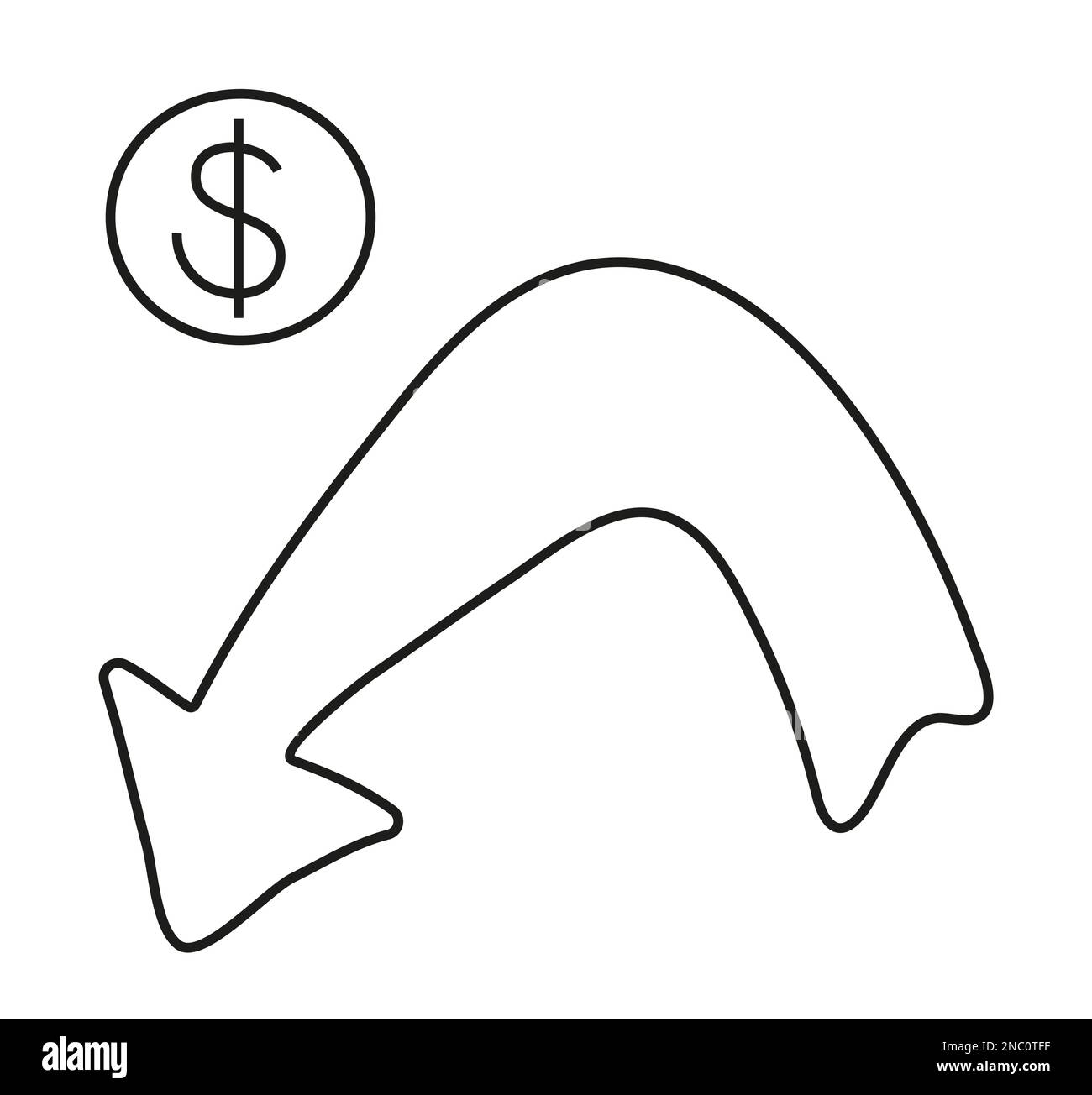 Financial crisis icon in line style. Arrow down. ut money icon for logo ... Financial crisis icon in line style. Arrow down. ut money icon for logo ...