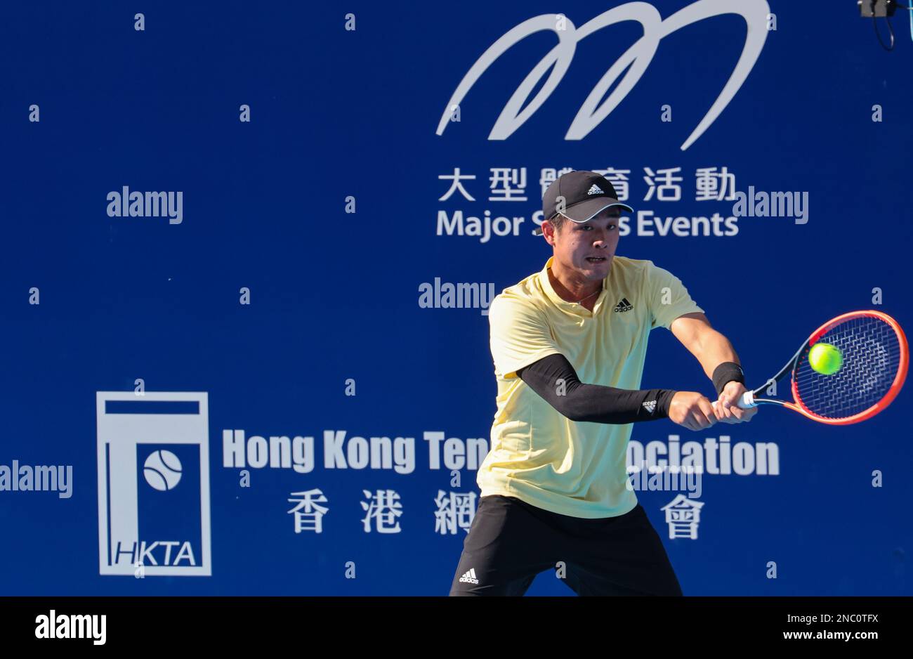 Wu Yibing in action against Hubert Hurkacz at Hong Kong International ...